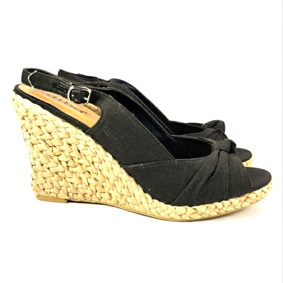 Diba | Shoes | Diba Dance With Me Black Slingback Open Toe Wedge Sandal ...
